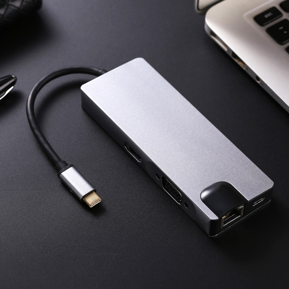 Type-C to 8 Ports Multi-Function Adapter